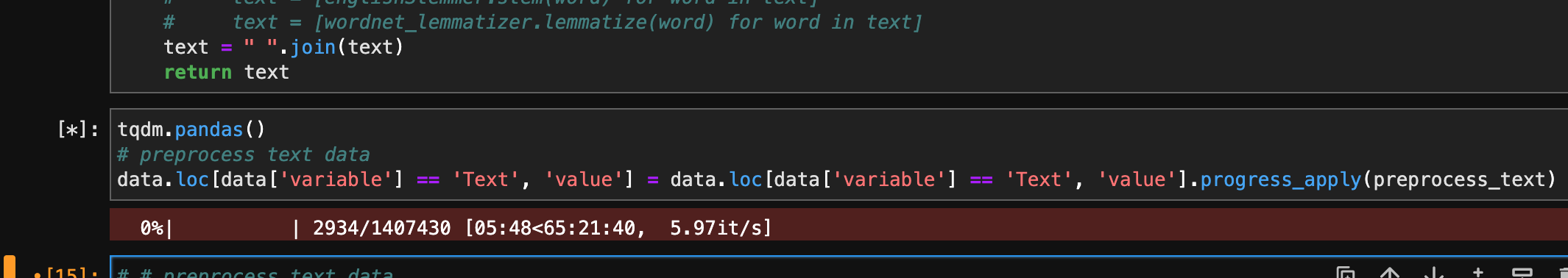 Long Runtime Expected Preprocessing Clinical Notes Using `pd Apply ` · Issue 5 · Jinhxu Early