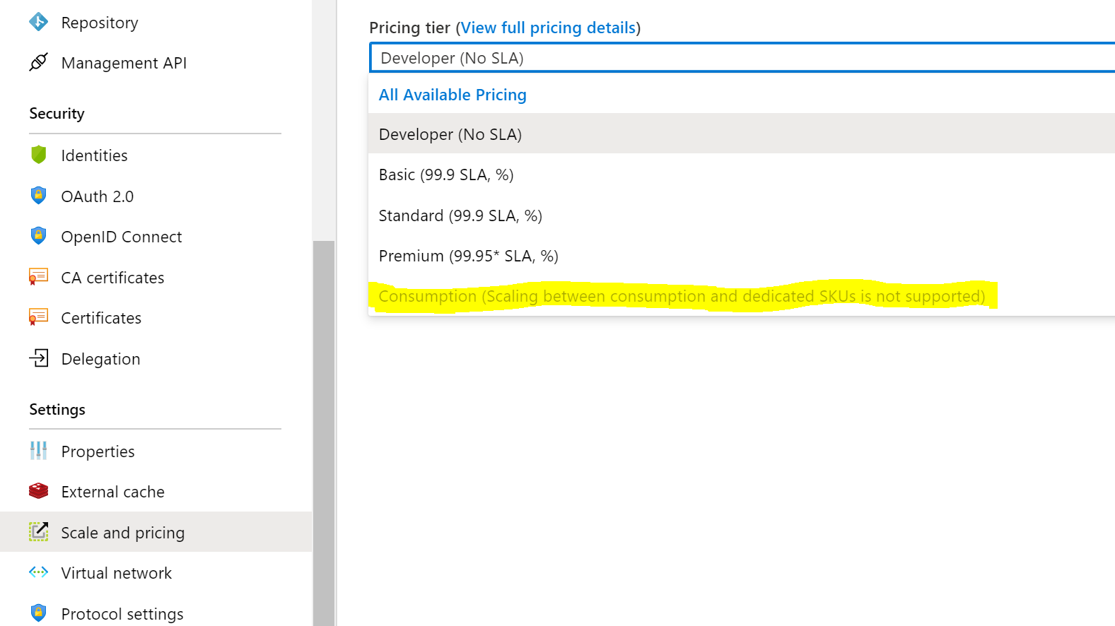 Api Management Switching Between Consumption Tier And Basic Standard Premium Plans · Issue