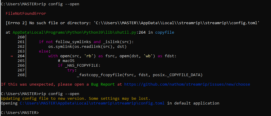 Bug: streamrip in new or wrong location · Issue #134 · nathom/streamrip ...