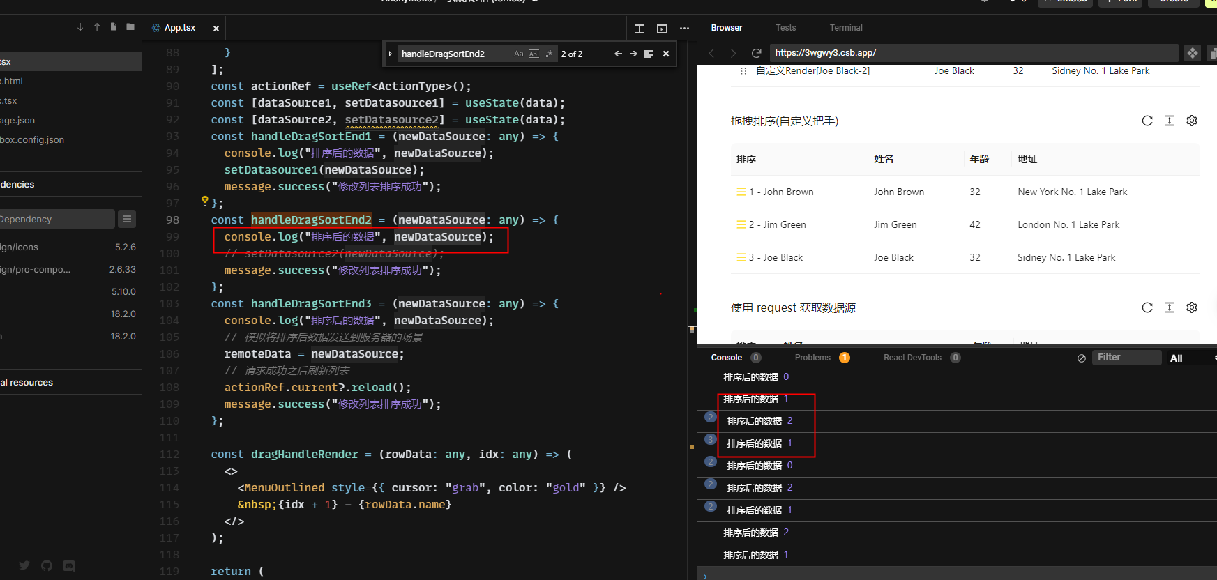 速速！拖动排序表格，一拖动就报错🐛[bug] · Issue 7822 · Ant Design Pro Components · Github