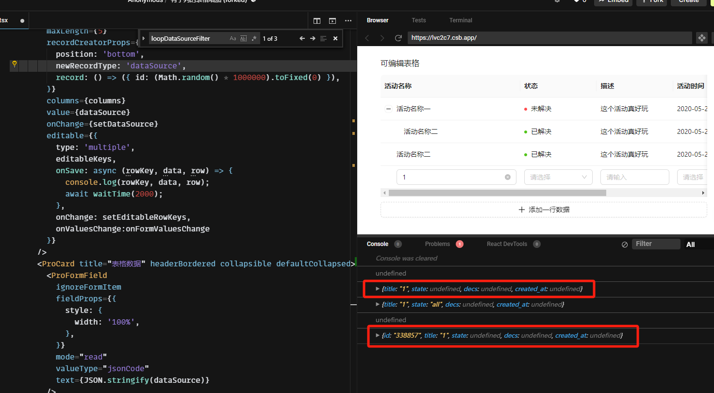 🐛[BUG] 可编辑表格EditableProTable， 子列表格的onValuesChange时的changevalue对象id拿不到 · Issue #7859 · ant-design ...