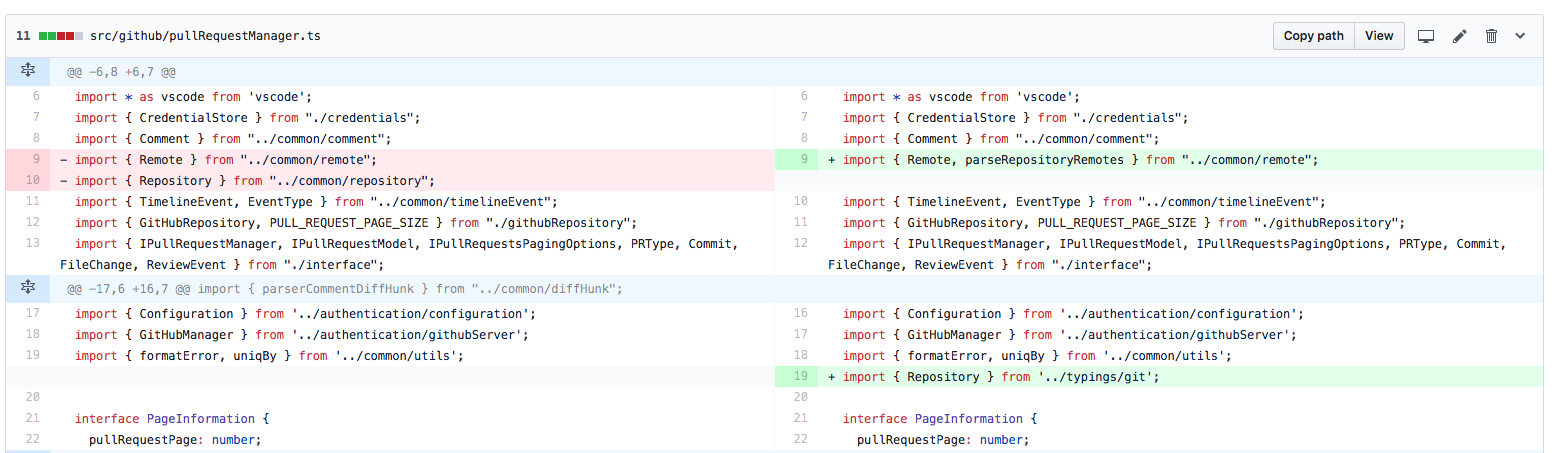 Wonky diff · Issue #260 · microsoft/vscode-pull-request-github · GitHub