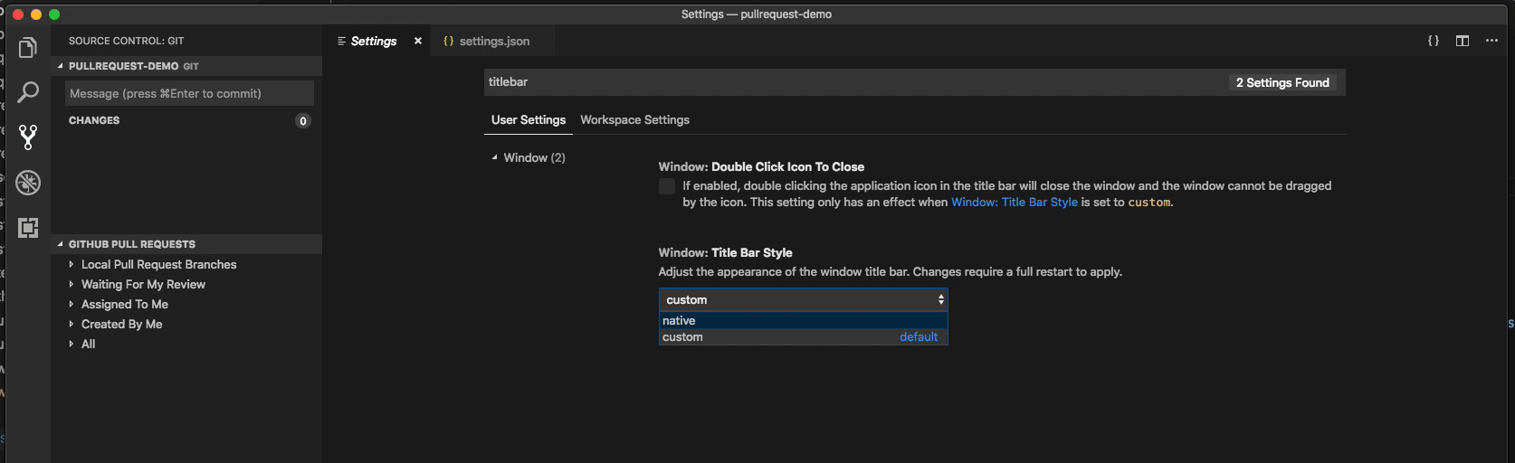 Blank titlebar briefly rendered when changing from custom to native titlebar with grid layout ...