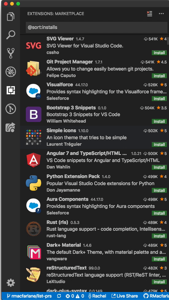 Broken images shown when quickly scrolling through the extensions list ...