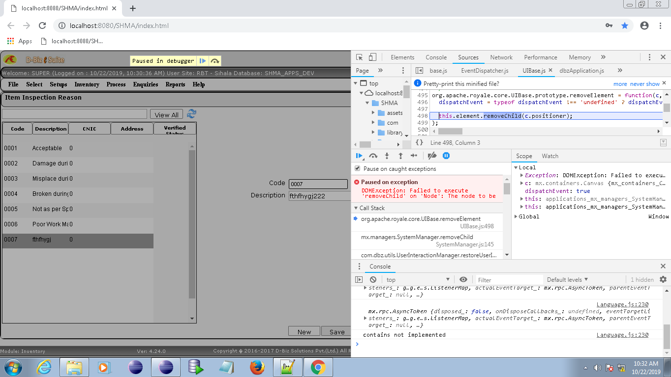 DOMException : Failed to excecute 'removechild' · Issue #523 · apache/royale-asjs · GitHub
