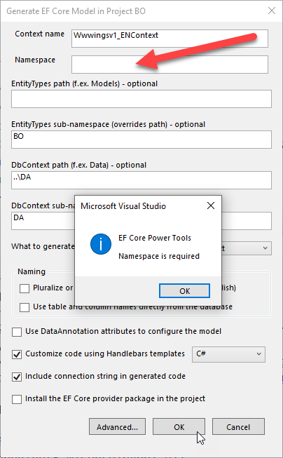 Allow to Reverse Engineer without a root namespace · Issue #795 · ErikEJ/EFCorePowerTools · GitHub