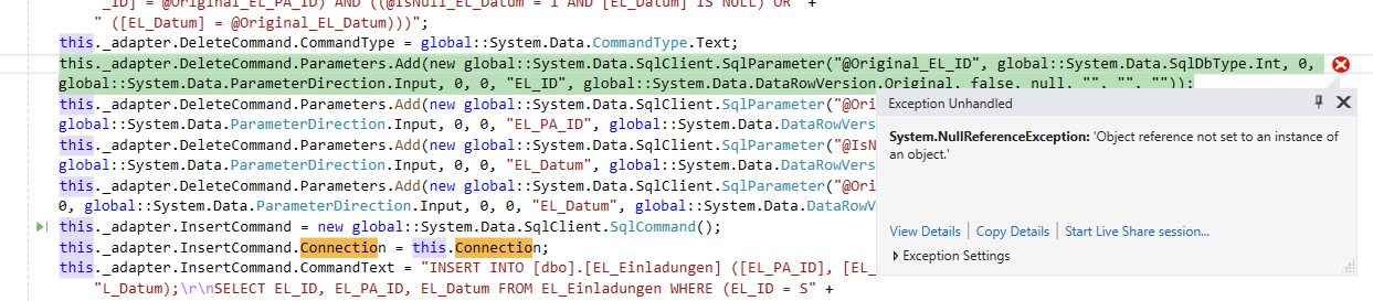 Nullreference Exception In Sqlparametercollectionadd When Using A 4170