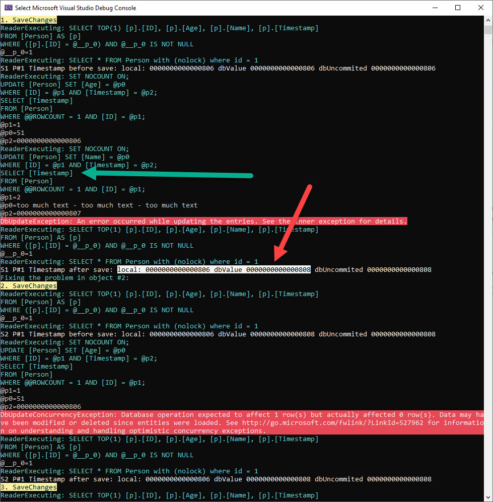 Timestamp Based Concurrency Token Is Not Updated During Transaction