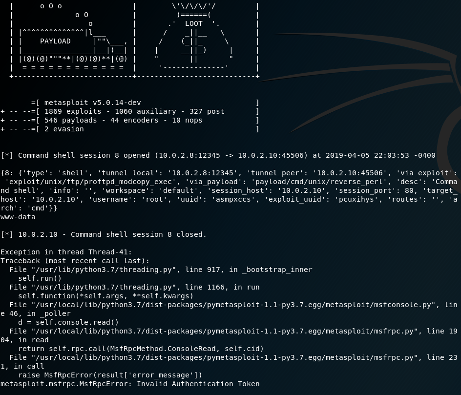 client hangs when using console callback · Issue #2 · DanMcInerney/pymetasploit3 · GitHub
