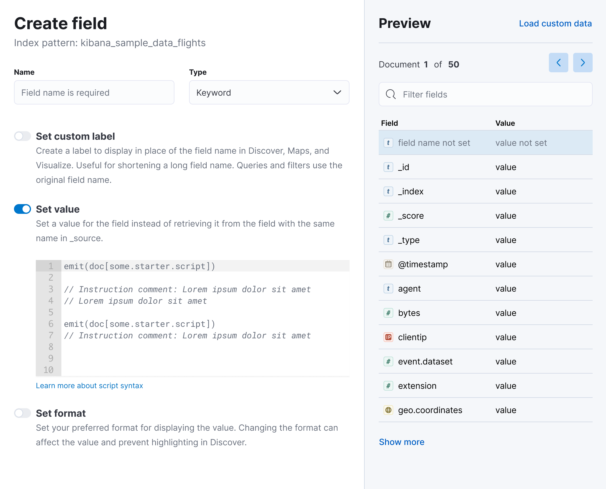 Runtime field editor preview empty state hides helpful information · Issue #108305 · elastic ...