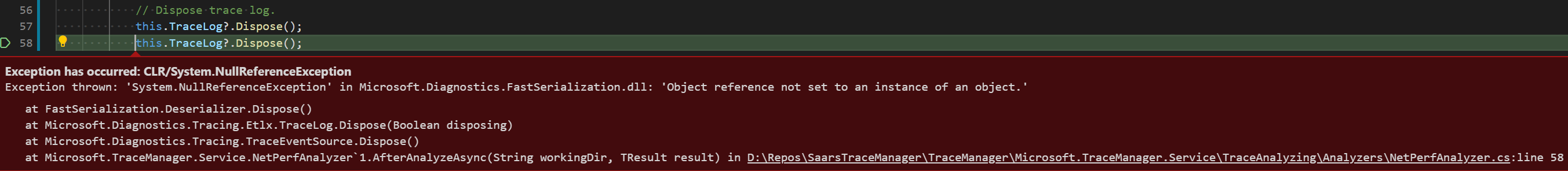 TraceLog.Dispose() can't be called a second time · Issue #1207 · microsoft/perfview · GitHub