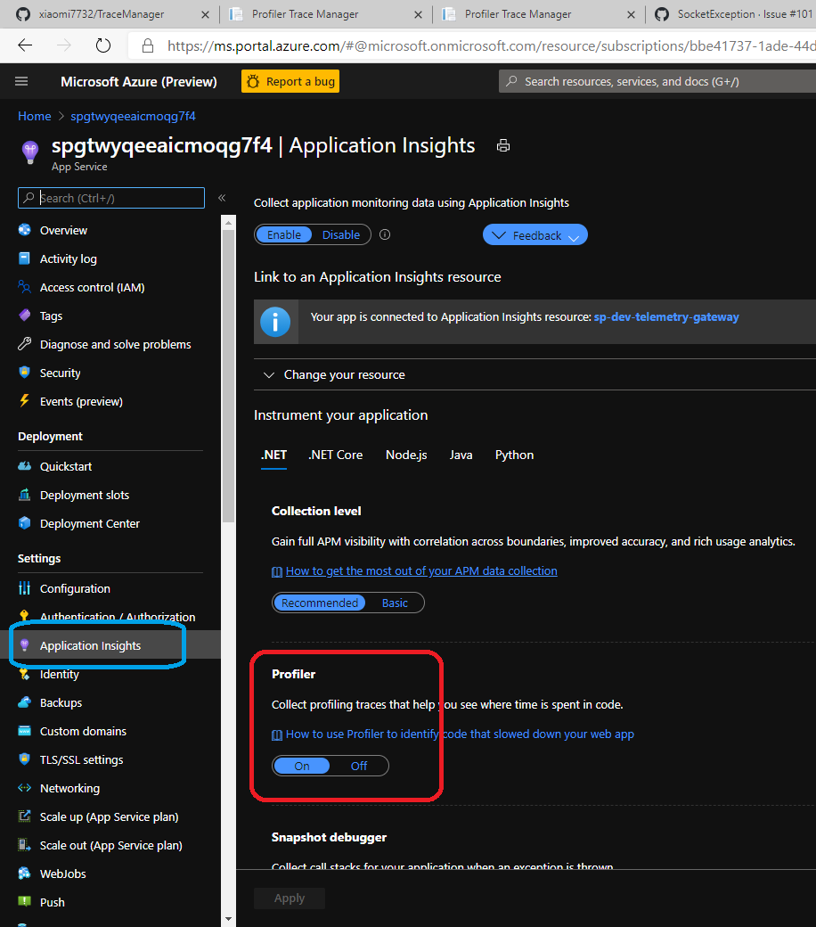 SocketException · Issue #101 · microsoft/ApplicationInsights-Profiler-AspNetCore · GitHub