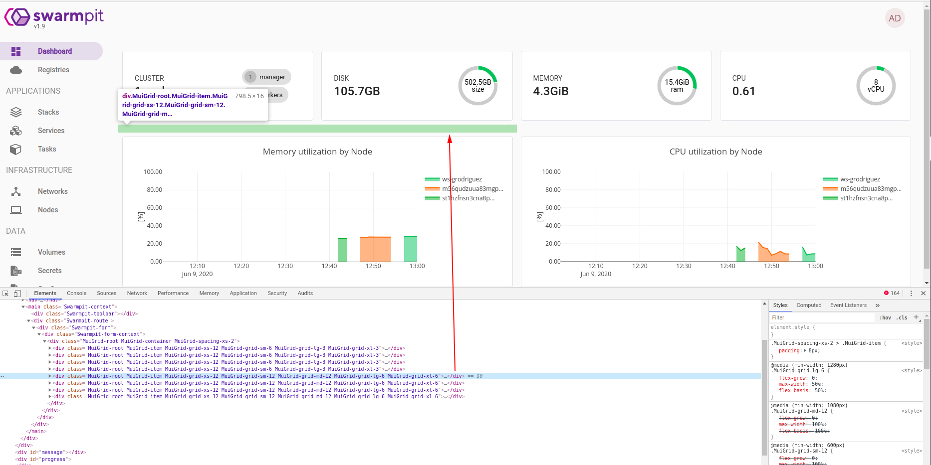 Main dashboard is not showing services graph: Memory and CPU · Issue #520 · swarmpit/swarmpit ...