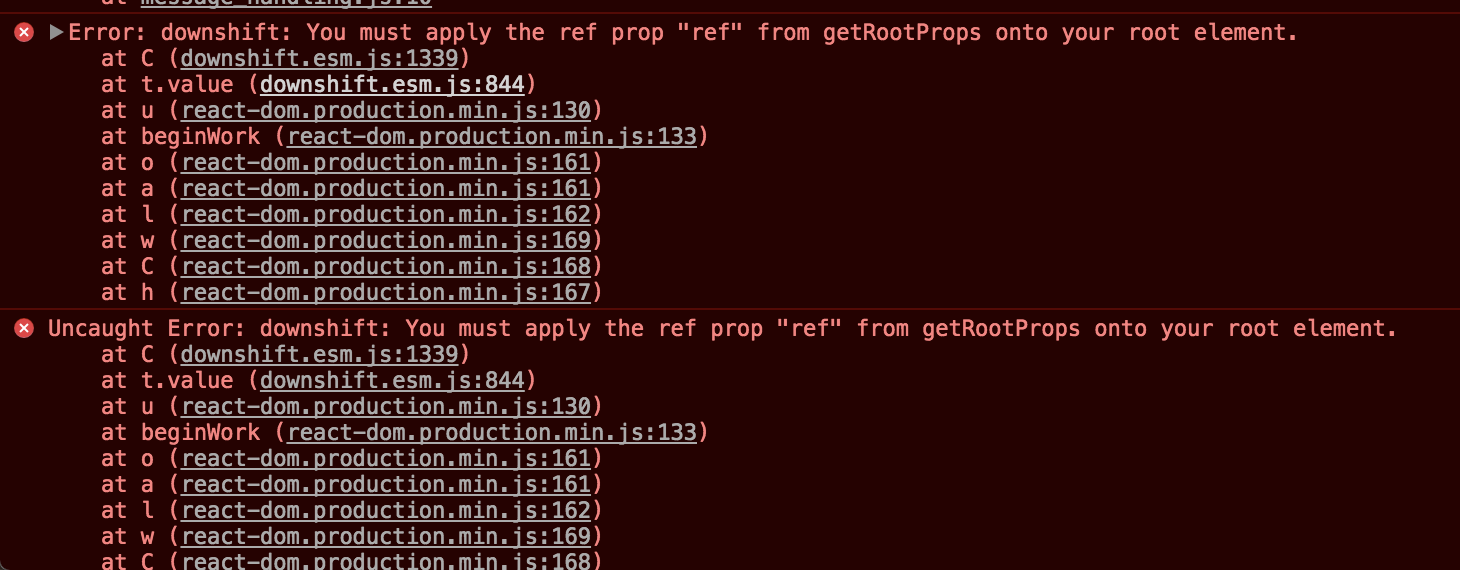 getRootProps refKey error only shows up on production build · Issue #294 · downshift-js ...