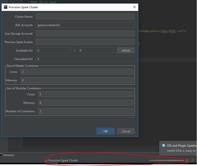 [IntelliJ][Spark on ADL] pops provision dialog, state bar show the progress · Issue #1673 ...