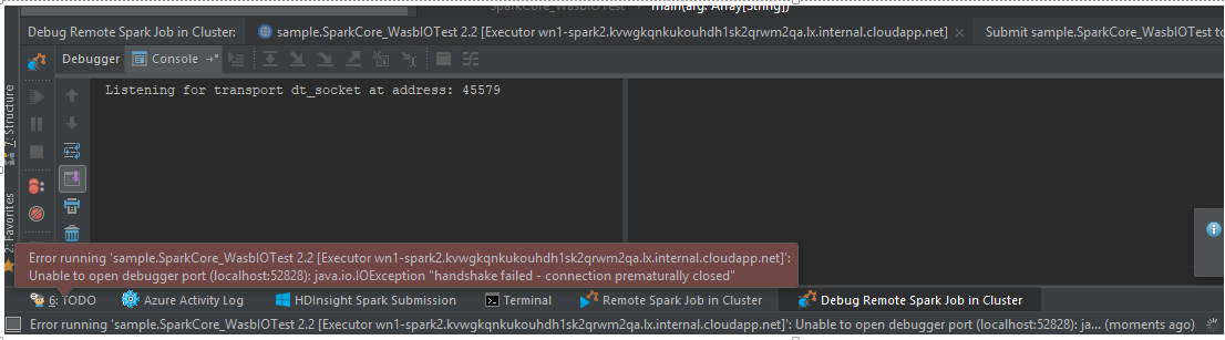 [IntelliJ] Remote debug on spark 2.3 get errors · Issue #1804 · microsoft/azure-tools-for-java ...