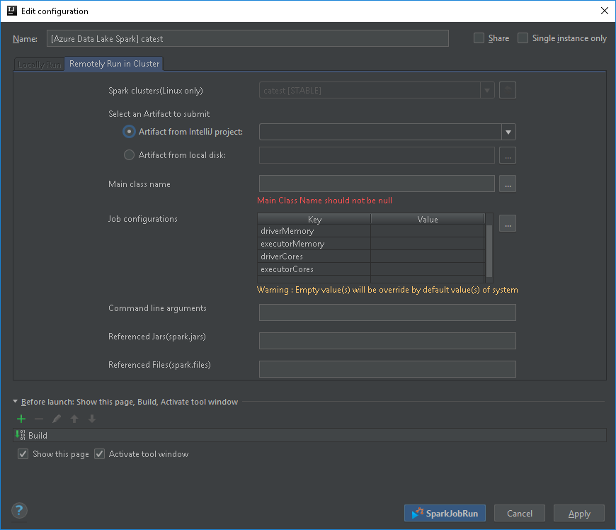 [IntelliJ][Spark on ADL] Submit Job config value will not be kept for the next launch · Issue ...