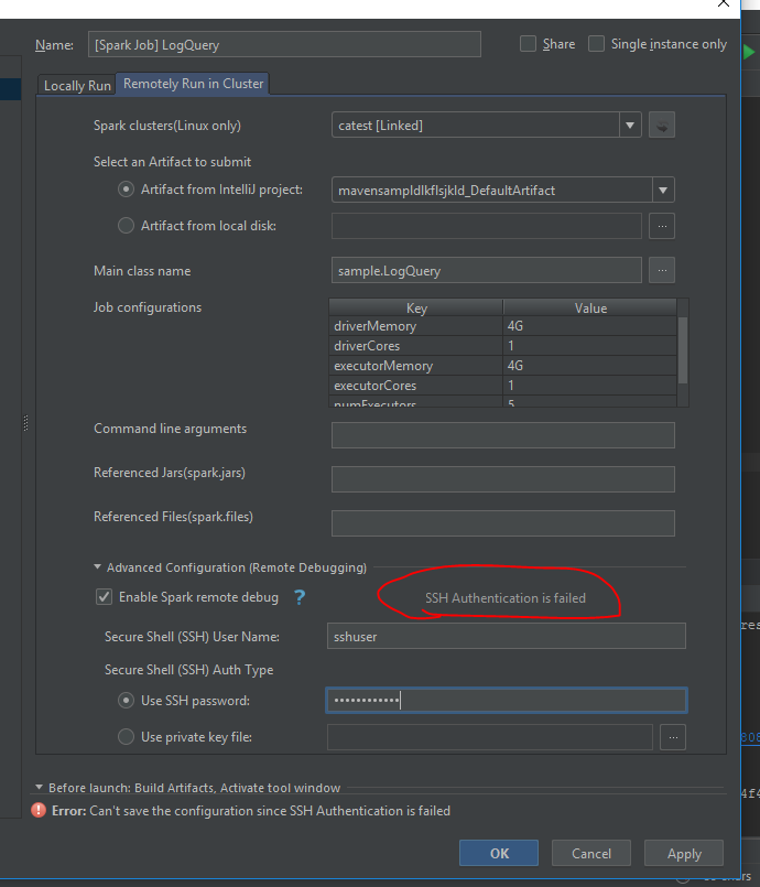 [IntelliJ] Cannot remote debug with the linked livy cluster · Issue #2128 · microsoft/azure ...