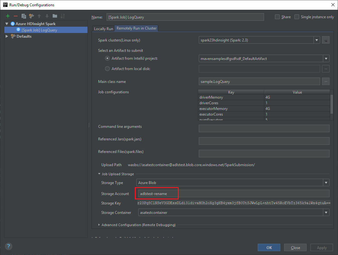 [IntelliJ] Enter valid storage account then rename, will accept the value · Issue #2162 ...