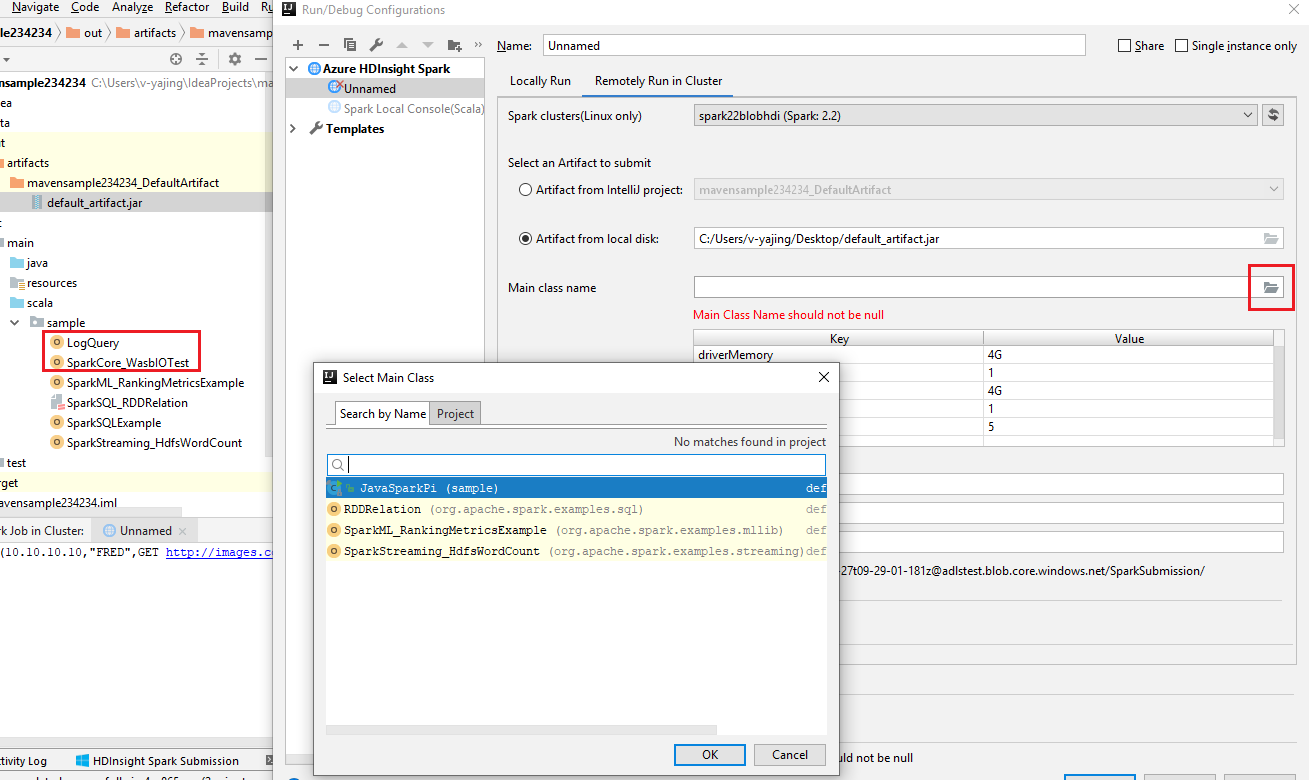 [IntelliJ][Spark on ADL] Artifact from local disk could not list all classes · Issue #2302 ...