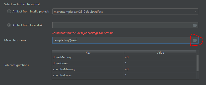 [IntelliJ] keep artifact empty, then the main class browse button ...