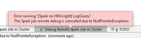 [IntelliJ][]Remote Debug]Remote debug failed with "null" when submitted to gen2 cluster · Issue ...