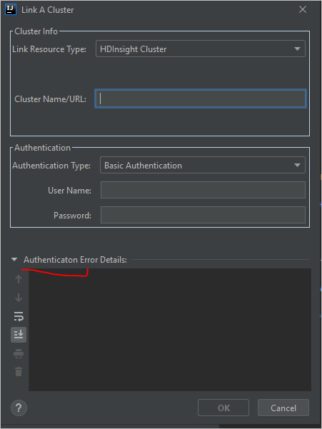 Intellij Spell Issue In Link A Cluster Dialog Authentication · Issue