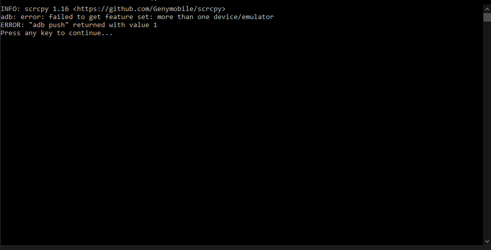 ERROR: "adb push" returned with value 1 · Issue #1913 · Genymobile/scrcpy · GitHub