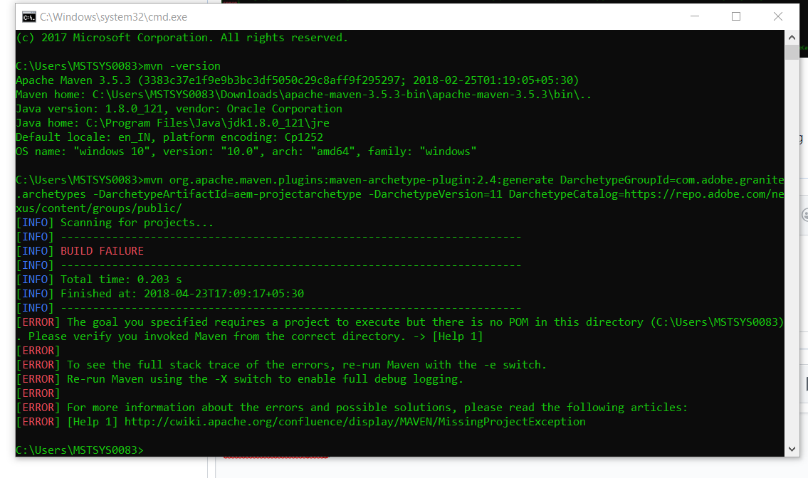 The goal you specified requires a project to execute but there is no ...
