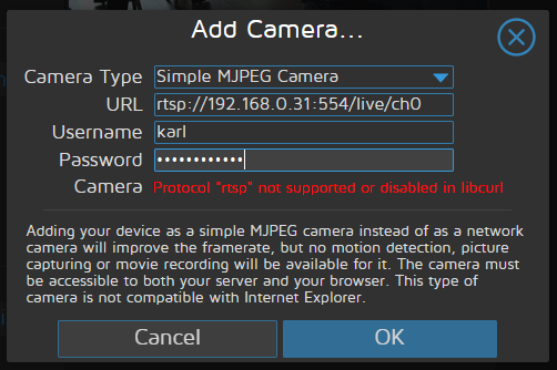 Unable to connect IP Camera · Issue #765 · motioneye-project/motioneye ...