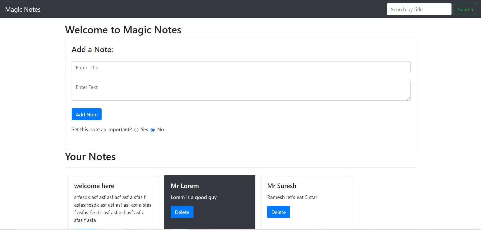 GitHub - Gackrey/Magic-Notes: Web app to create unlimited number of ...