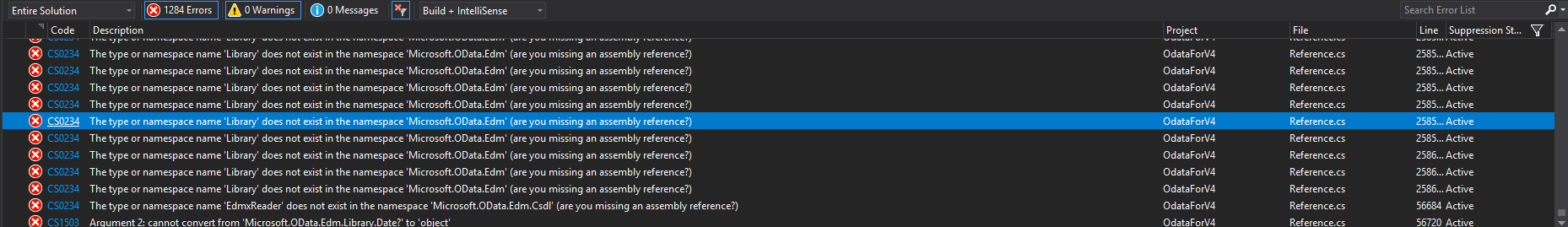 The Type Or Namespace Name Library Does Not Exist In The Namespace Microsoft Odata Edm