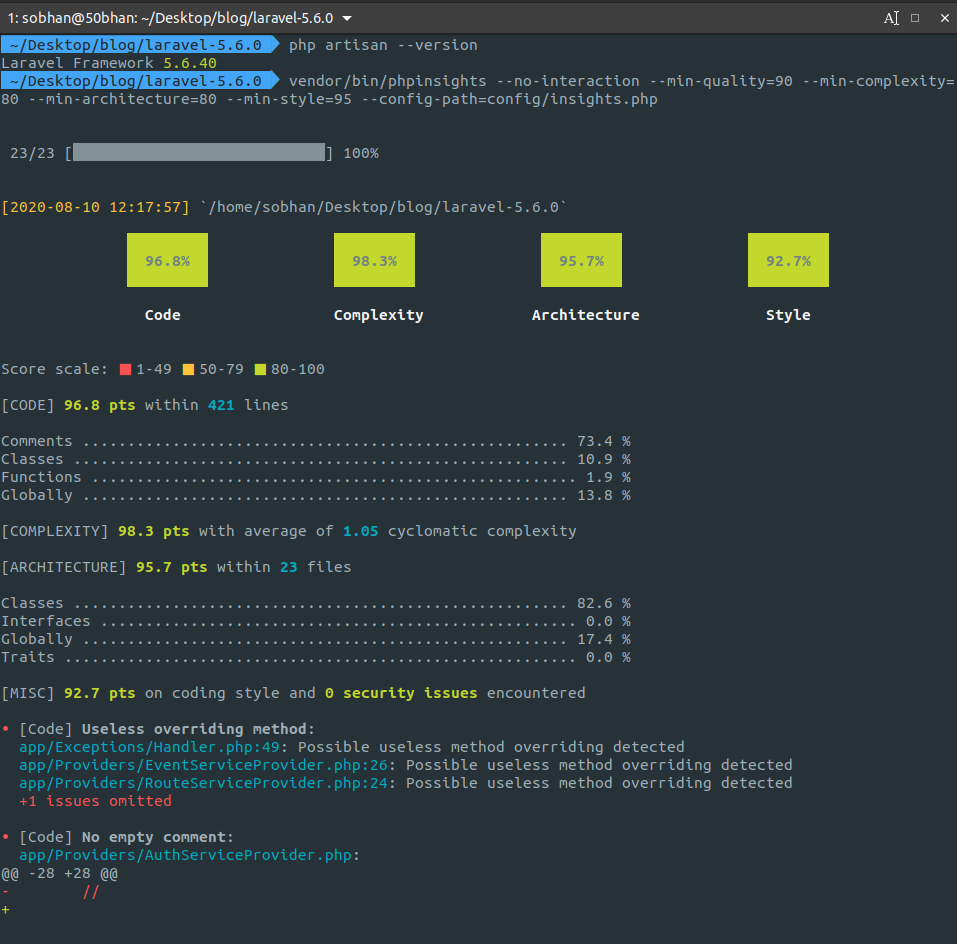 SniffDecorator.php is throwing Runtime Exception · Issue #424 · nunomaduro/phpinsights · GitHub