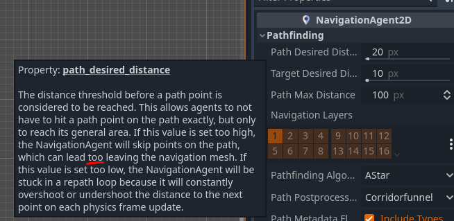 Tiny spelling error in NavigationAgent2D Tooltip · Issue #80468 · godotengine/godot · GitHub