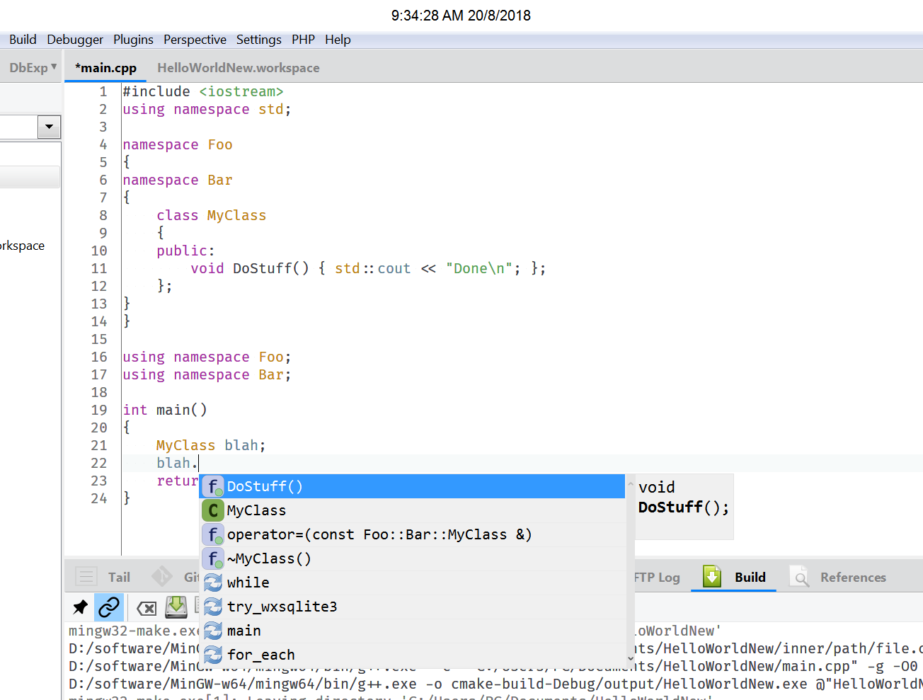 Nesting two or more deep namespaces breaks auto-complete · Issue #2089 · eranif/codelite · GitHub