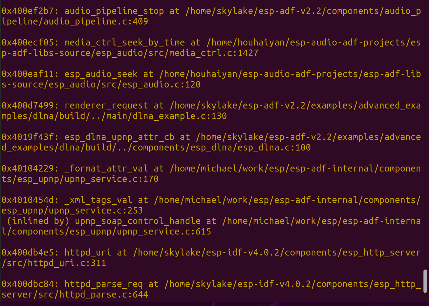Issue：DLNA Demo在播放一段时间音频流后出现卡顿，不久后重启 (AUD-2323) · Issue #461 · espressif/esp-adf · GitHub