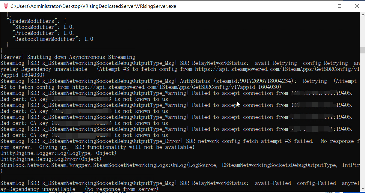 Prompted when connecting to the server: Failed to accept connection from xxx.xx.xxx.xxx:19405 ...