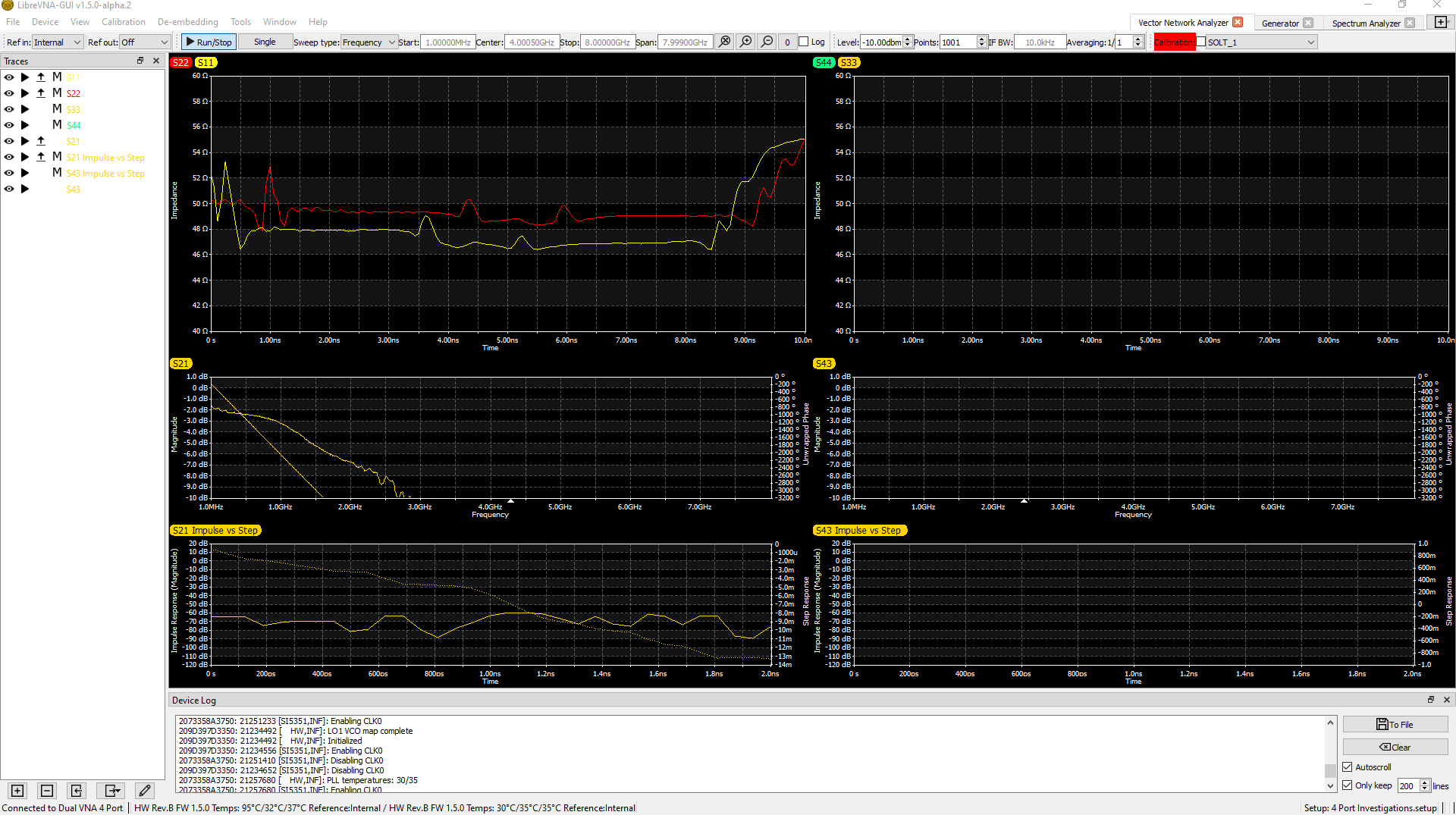 VNA 4 port setup won't show 2nd VNA graphs initially · Issue #179 · jankae/LibreVNA · GitHub