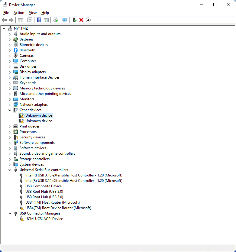USB4 Root Device Router device displays an error in Windows 11 Device ...