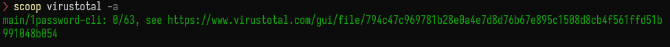[Bug] scoop-virustotal: pass -a/--all does not work · Issue #5594 · ScoopInstaller/Scoop · GitHub
