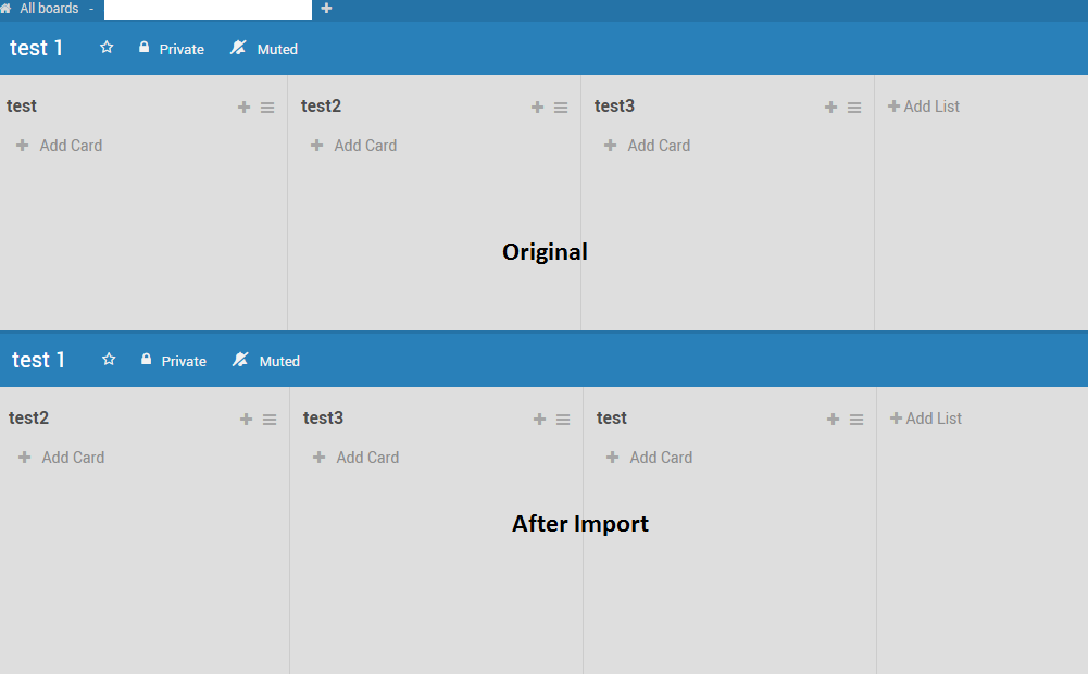 When export and import Wekan board in Standalone Wekan, lists are imported to wrong order ...