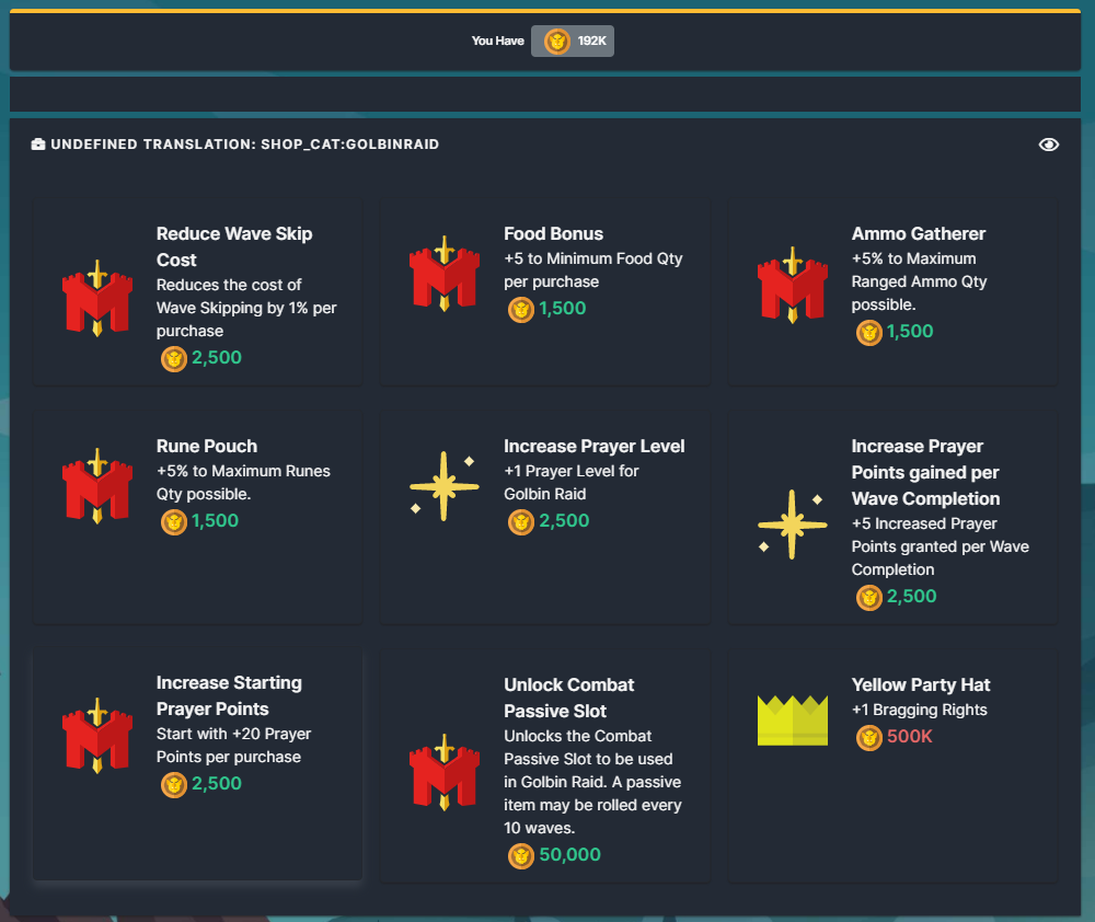 [Translation Error]: UNDEFINED TRANSLATION: SHOP_CAT:GOLBINRAID · Issue #2089 · MelvorIdle ...