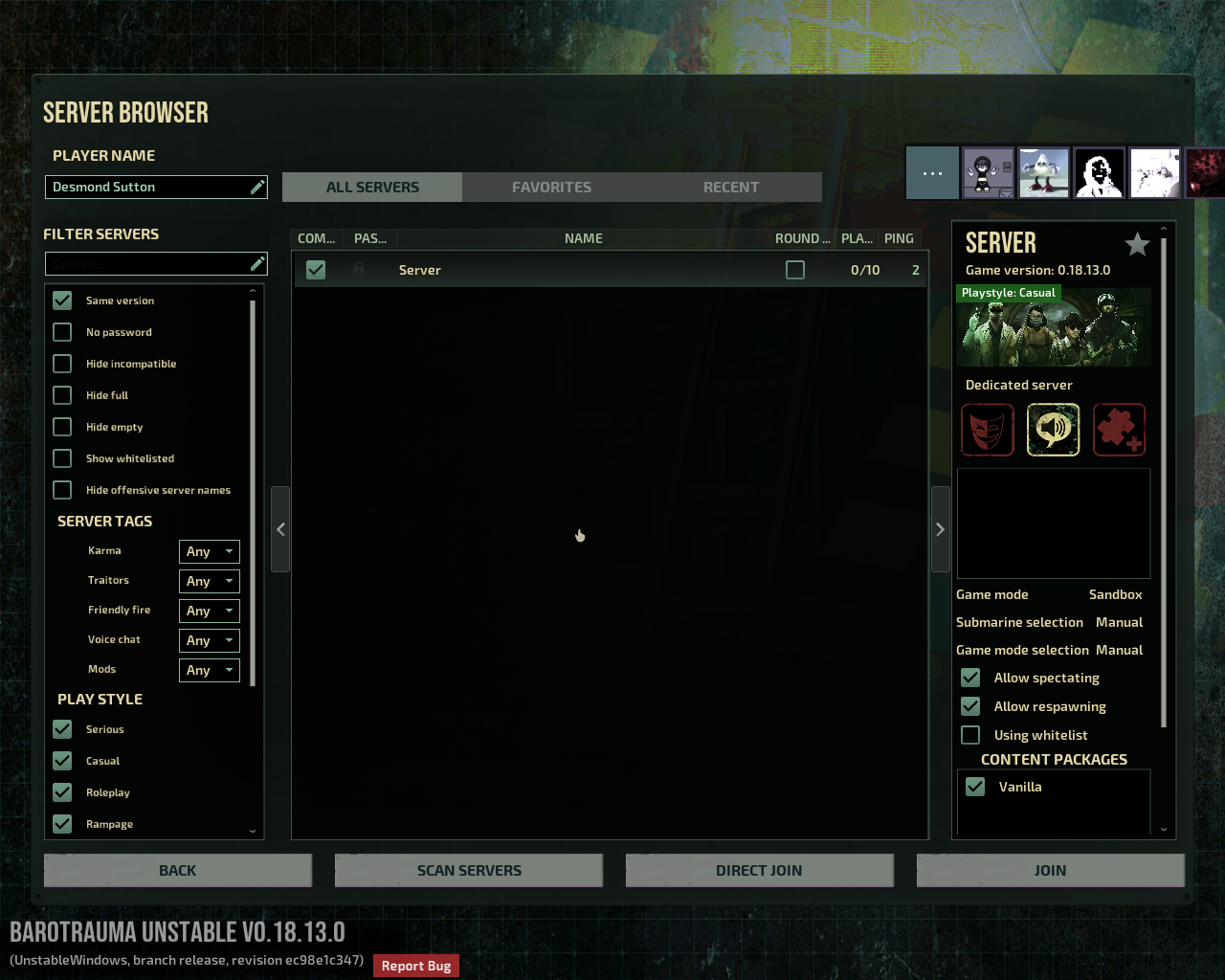 Dedicated servers don't have karma enabled and friendly fire enabled shown on server list ...