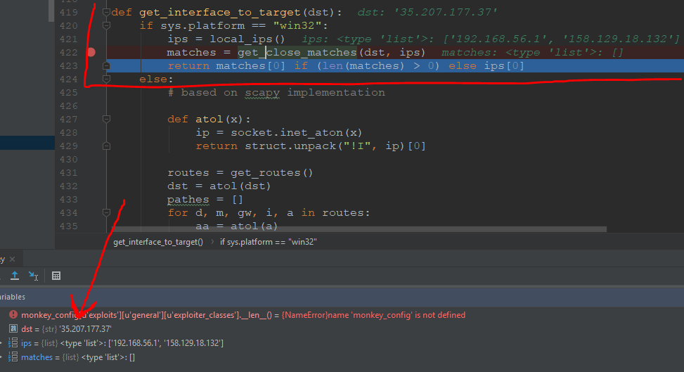 get_interface_to_target bug. · Issue #290 · guardicore/monkey · GitHub
