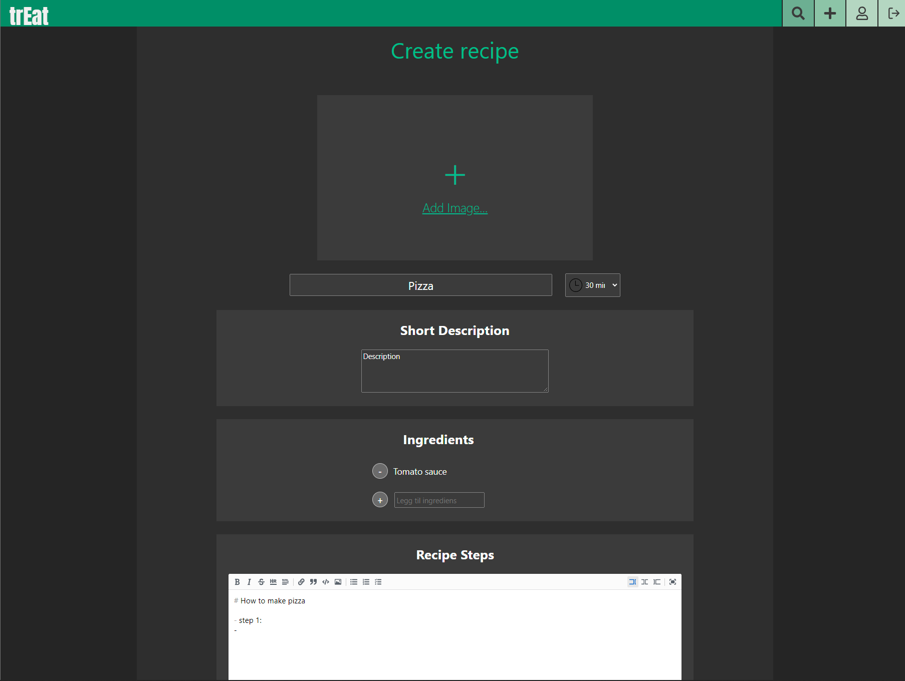 GitHub - marcusbirkeland/trEAT: Full-stack recipe-app. Copied from my ...