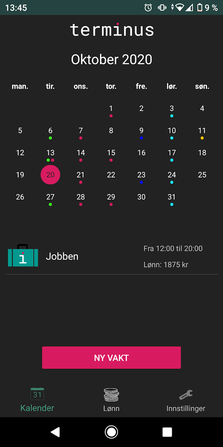 GitHub - marcusbirkeland/terminus: Android calendar app for scheduling and calculating pay.
