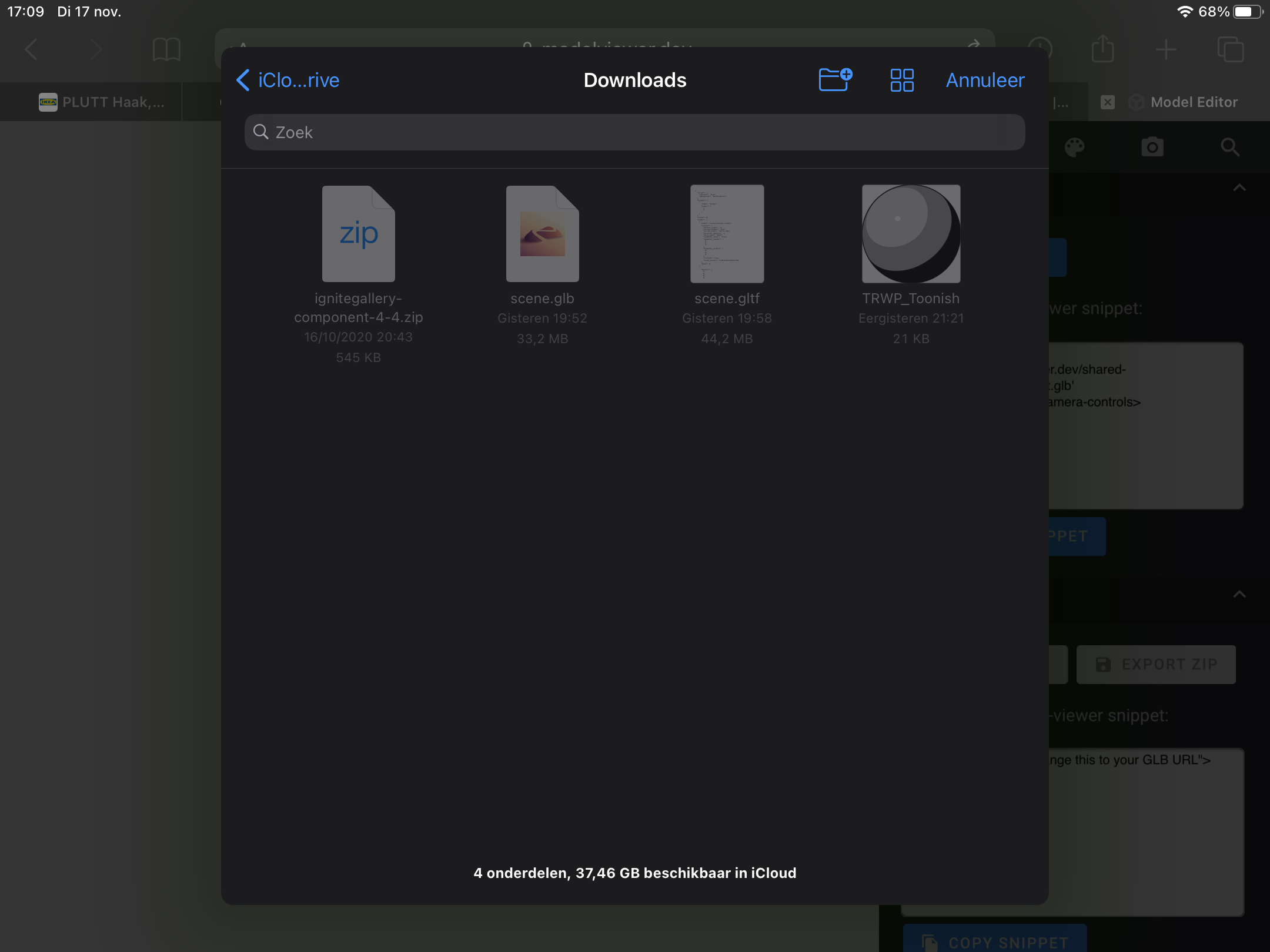 Cannot select GLB file to import on IOS in editor · Issue #1710 · google/model-viewer · GitHub