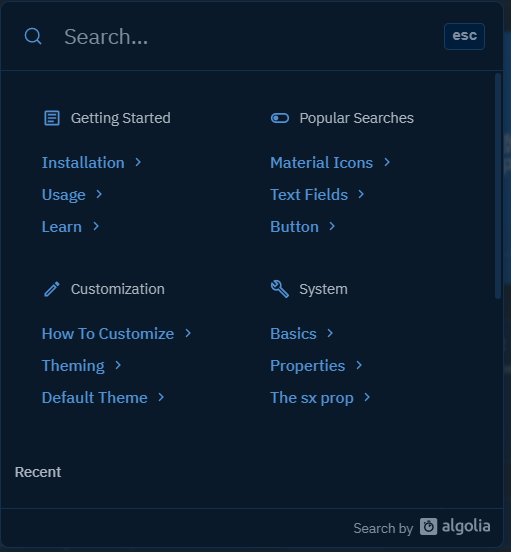 [Web][Docs] Search bar content without search string in v5 ...