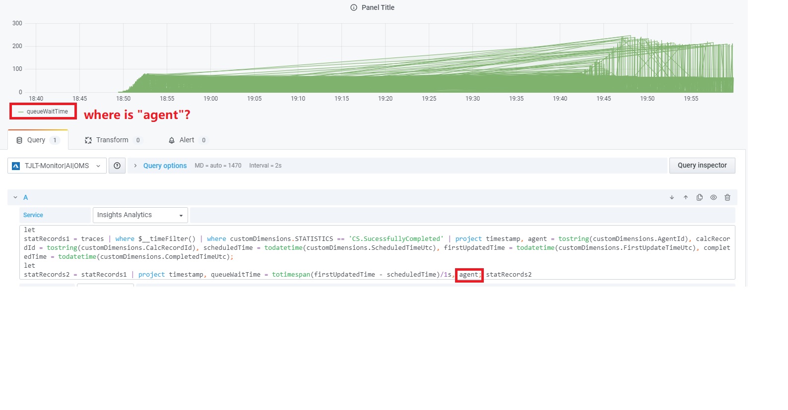 Application Insight Query Analytics show only limited columns as series ...