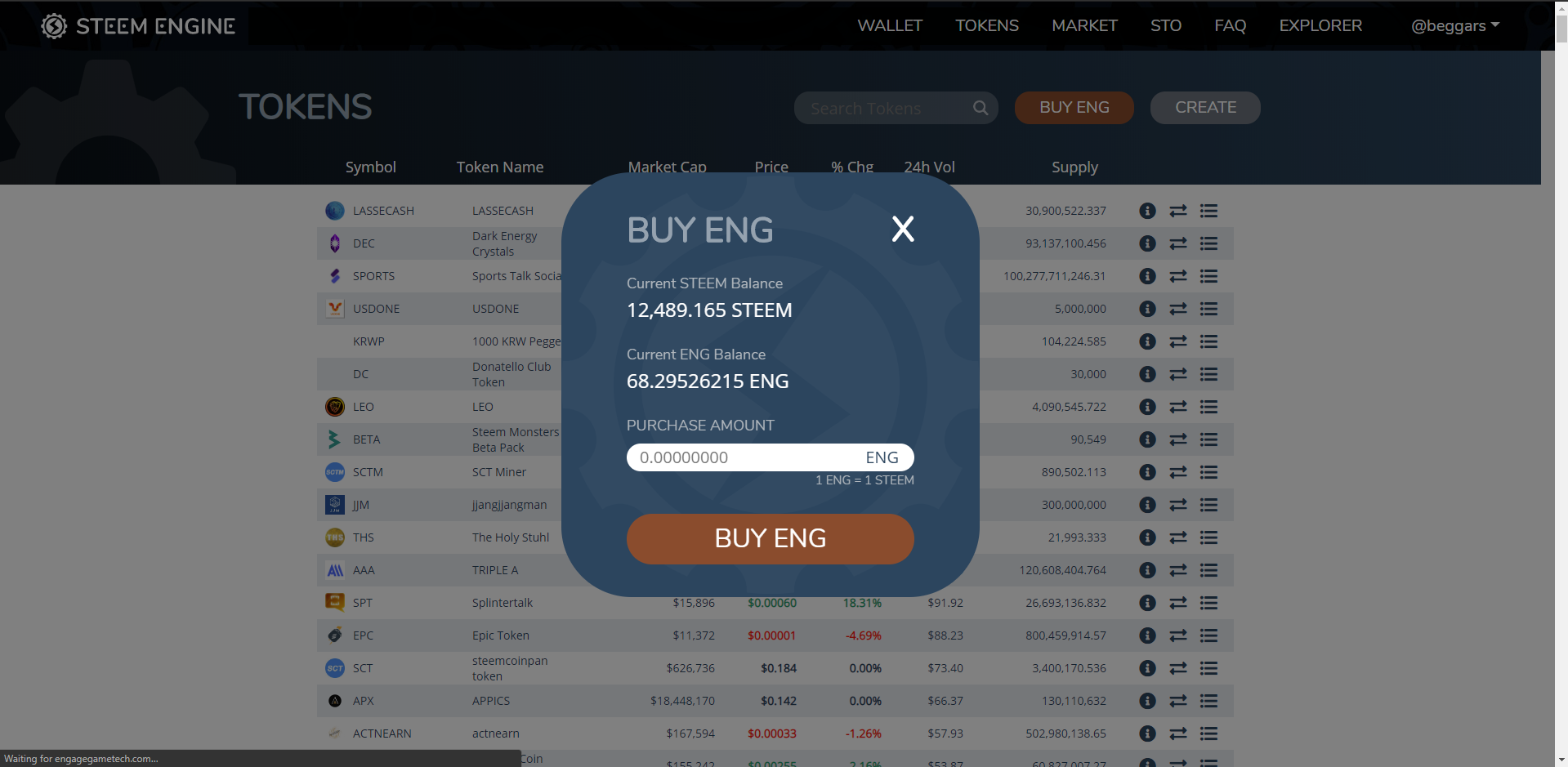 Feature: Buy ENG modal · Issue #91 · hive-engine/steem-engine-dex · GitHub